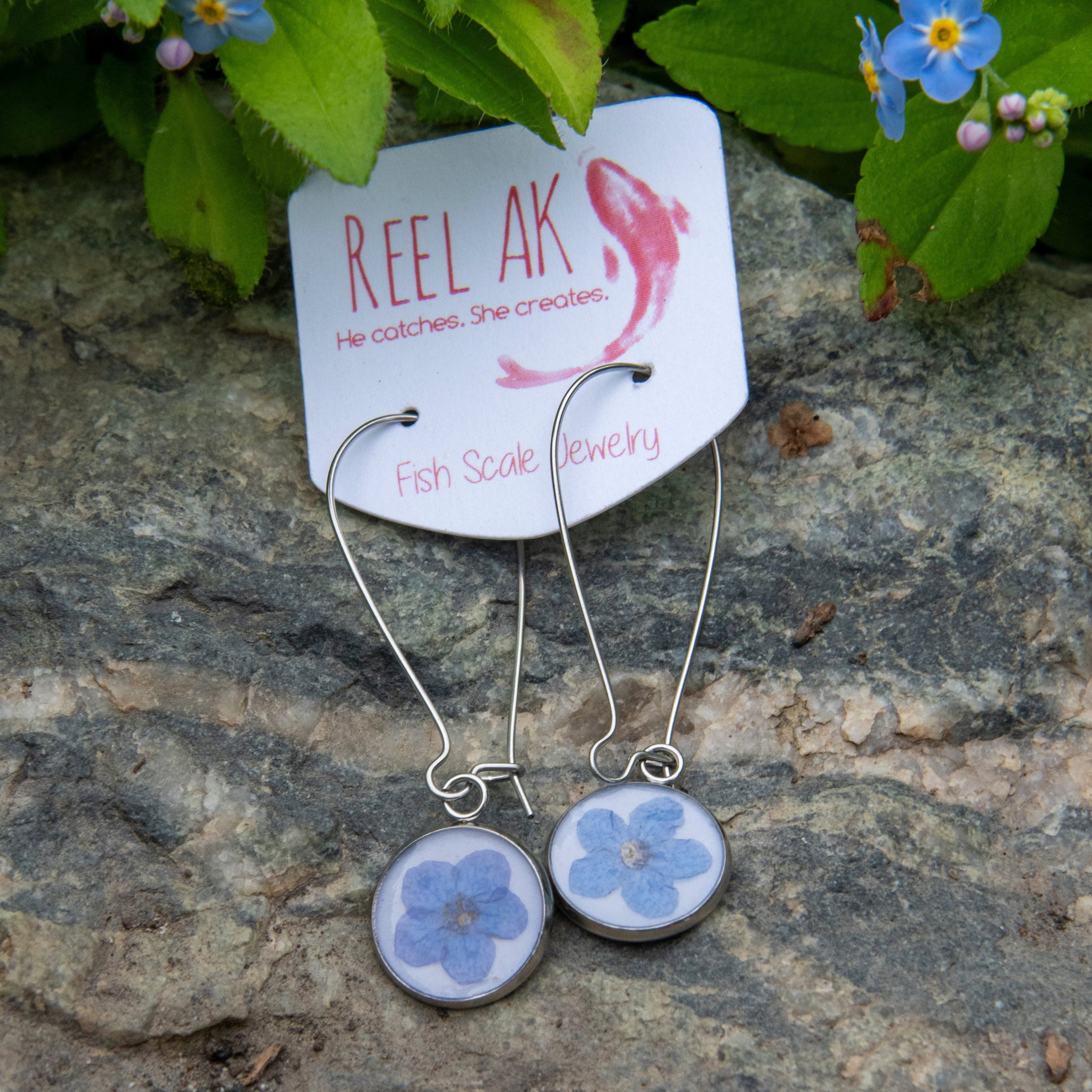 The Margot - Our Round Forget-Me-Not Kidney Dangle Earrings – Reel AK